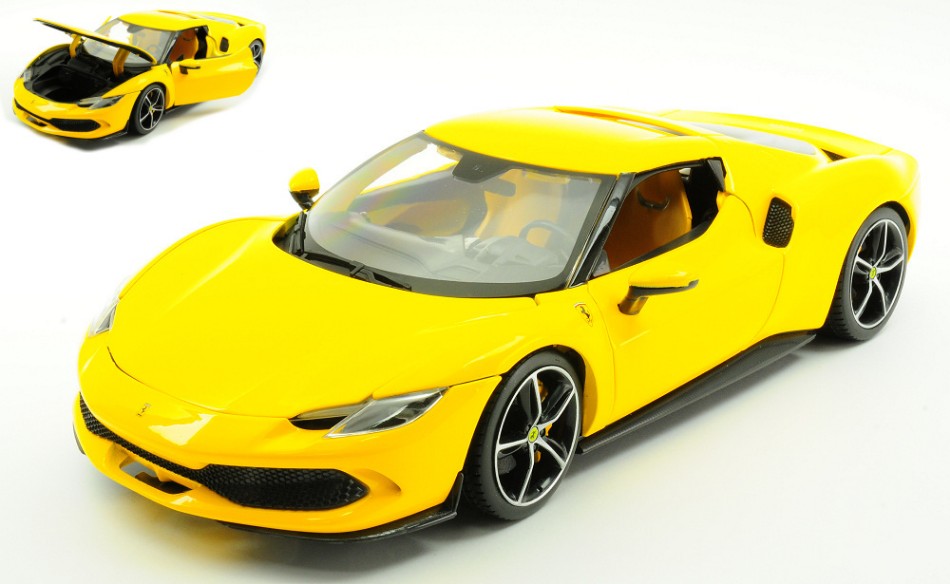 MODELLINO SCALA COMPATIBILE CON FERRARI 296 GTB 2023 YELLOW 1:18 BURAG ...