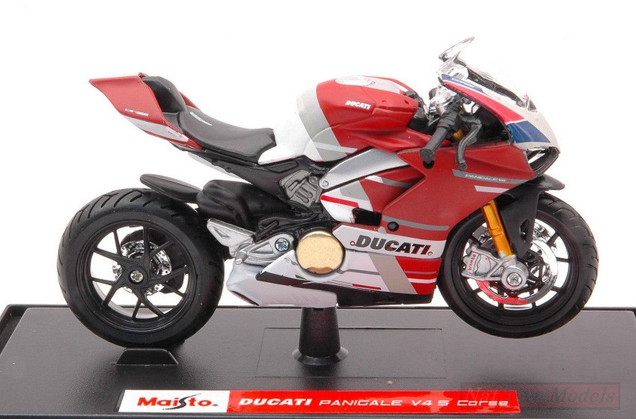 DIE CAST SCALE MODEL DUCATI PANIGALE V4 S CORSE RED 1:18 MAISTO MI19132 ...
