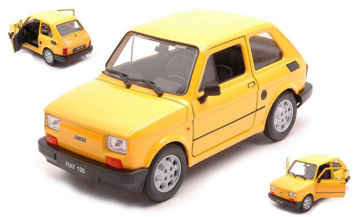 DIE CAST SCALE MODEL FIAT 126 YELLOW 1:24 WELLY WE24066Y DIE CAST ...