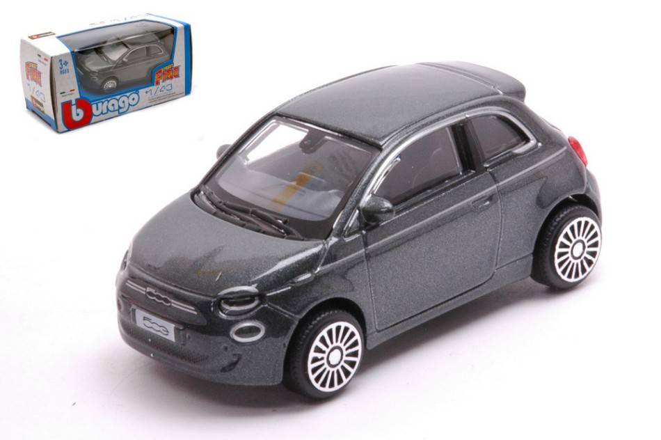 DIE CAST SCALE MODEL FIAT 500e LA PRIMA 2021 GUN GREY 1:43 BURAGO ...