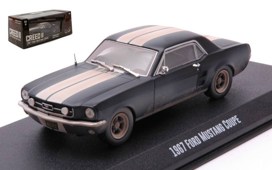 DIE CAST SCALE MODEL FORD MUSTANG COUPE' 1967 CREED II MATTLE BLACK 1: ...