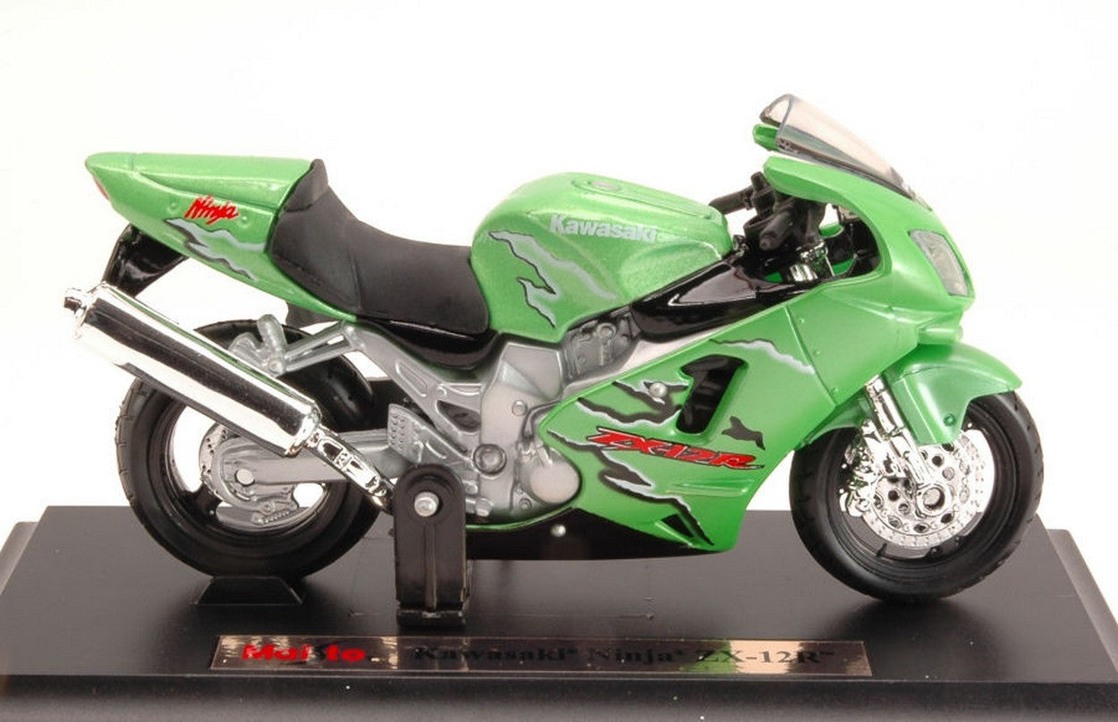 DIE CAST SCALE MODEL KAWASAKI NINJA ZX-12R GREEN 1:18 MAISTO MI332G ...