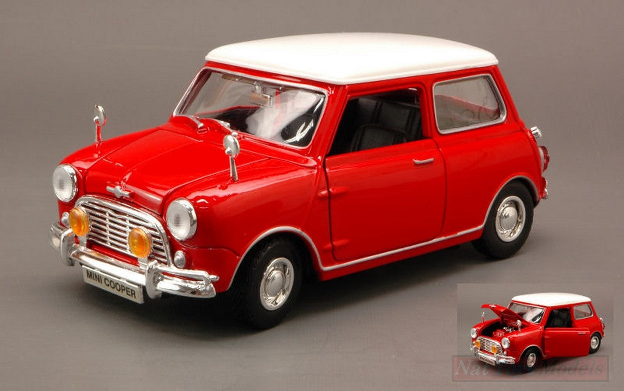 DIE CAST SCALE MODEL MINI COOPER 1969 RED/WHITE 1:18 MOTORMAX MTM73113R ...