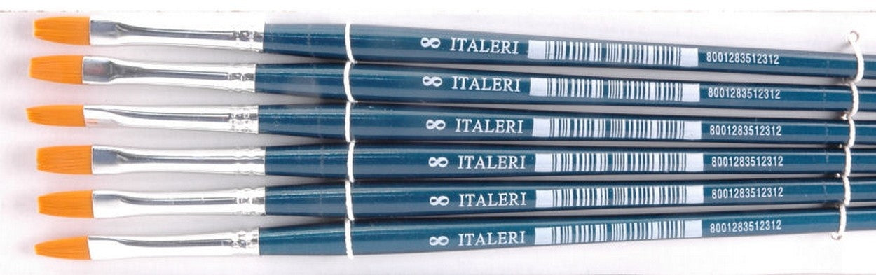 COLORI MODELLISMO PENNELLO SINTETICO PIATTO 8 Pz.6 ITALERI IT51231 ...